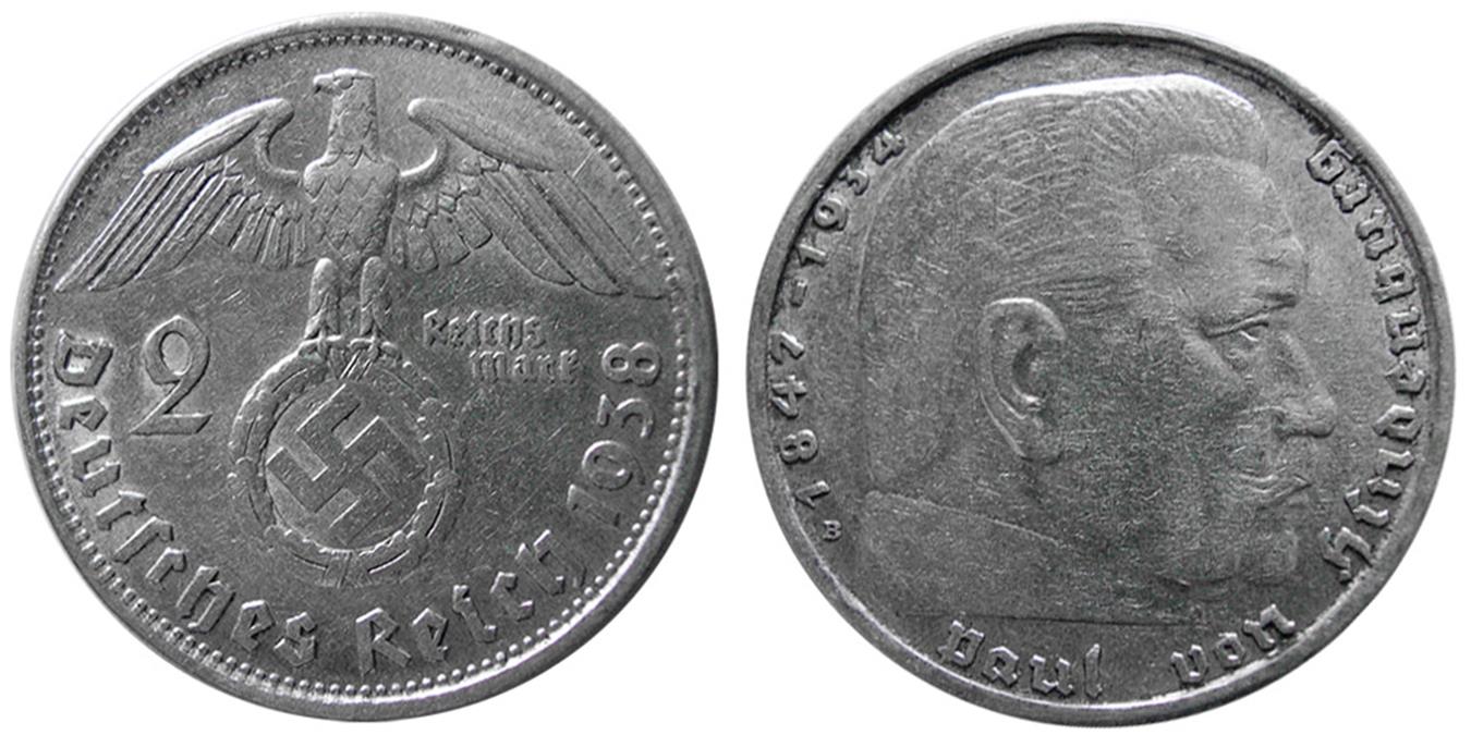 VAuctions.com - GERMANY, Third Reich. 1938. Silver 2 Marks