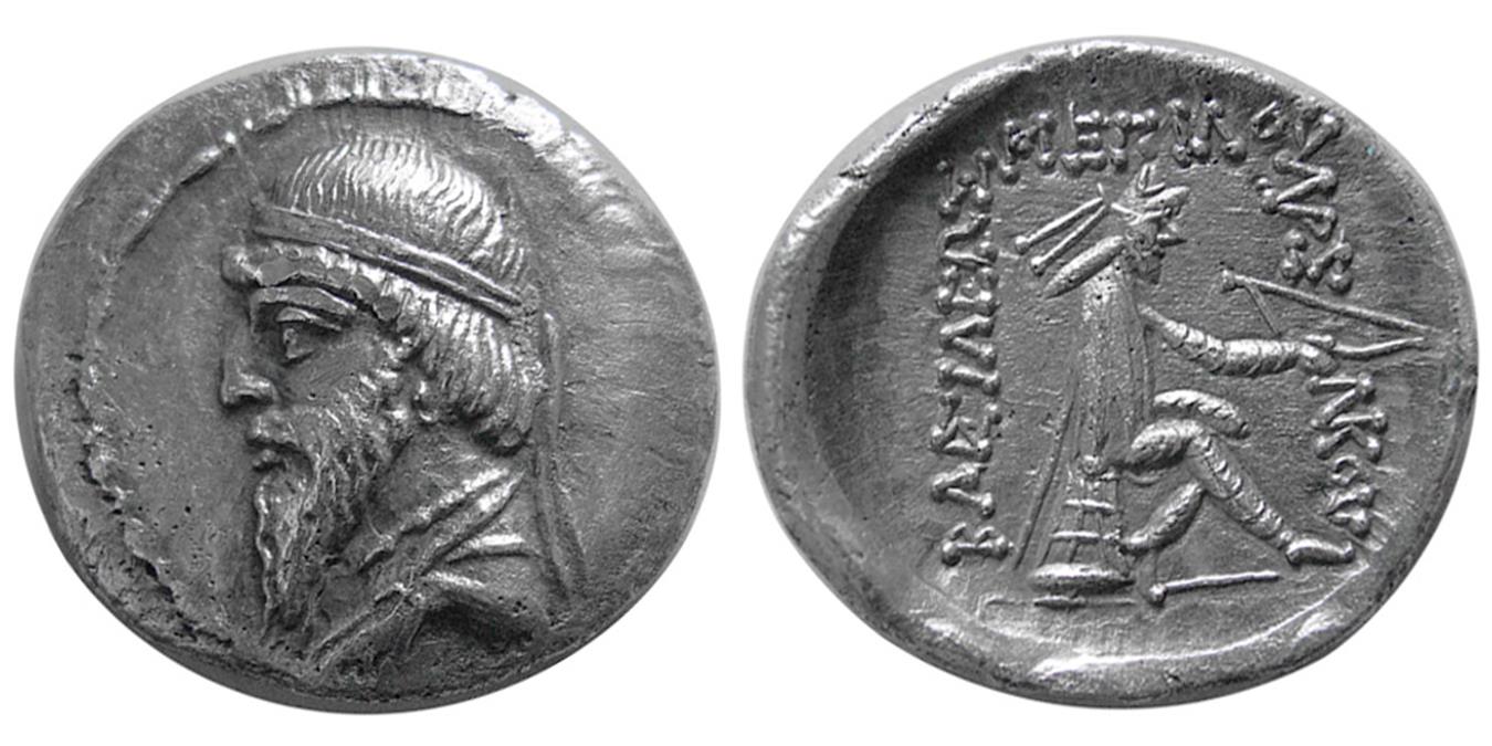 VAuctions.com - KINGS of PARTHIA. Mithradates I, 164-132 BC. AR Drachm