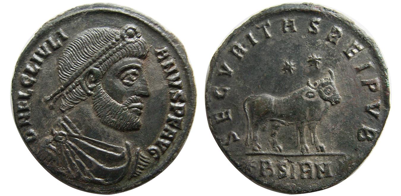 VAuctions.com - ROMAN EMPIRE, Julian II. 360-363 AD. Æ Follis.Sirmium mint
