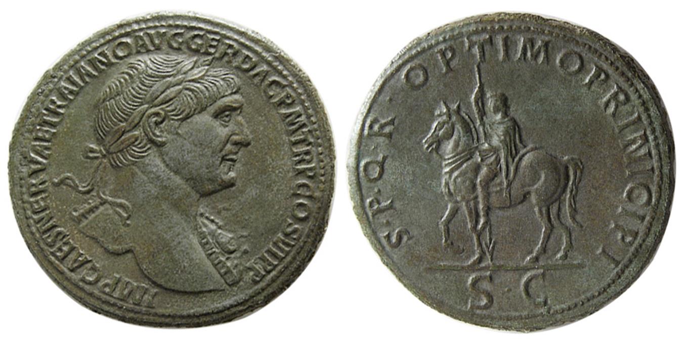 VAuctions.com - ROMAN EMPIRE, Trajan, AE Sestertius. "PRINICIPI ...