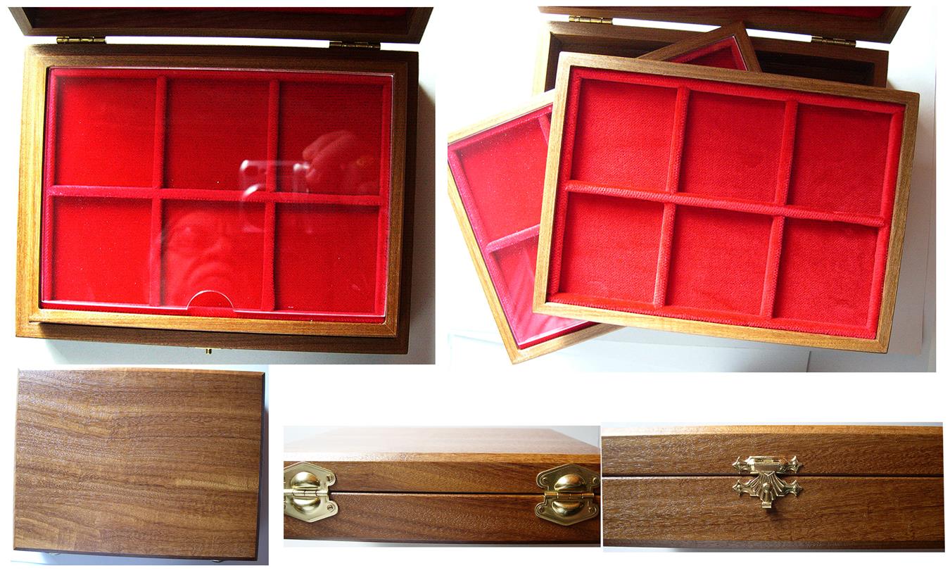 VAuctions.com - ITALIAN Custom-made Wooden Coin Case with 2 trays.
